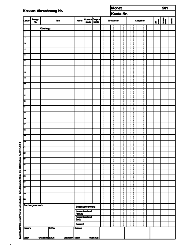 Finanzrechnung | Vordruck Leitverlag - Formularportal