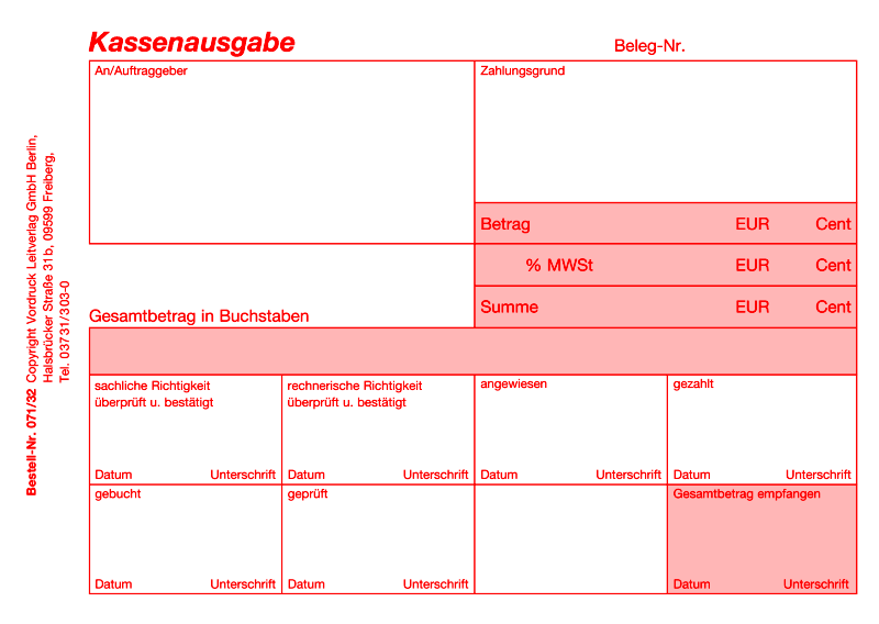 Finanzrechnung | Vordruck Leitverlag - Formularportal